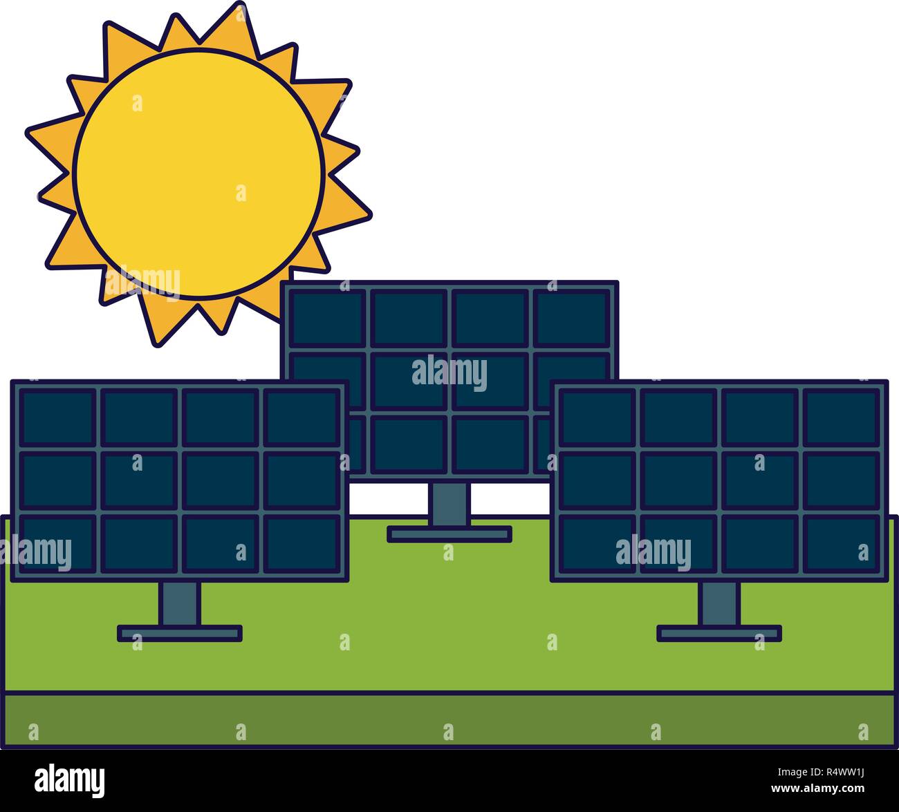 Solar panels field Stock Vector Images - Alamy