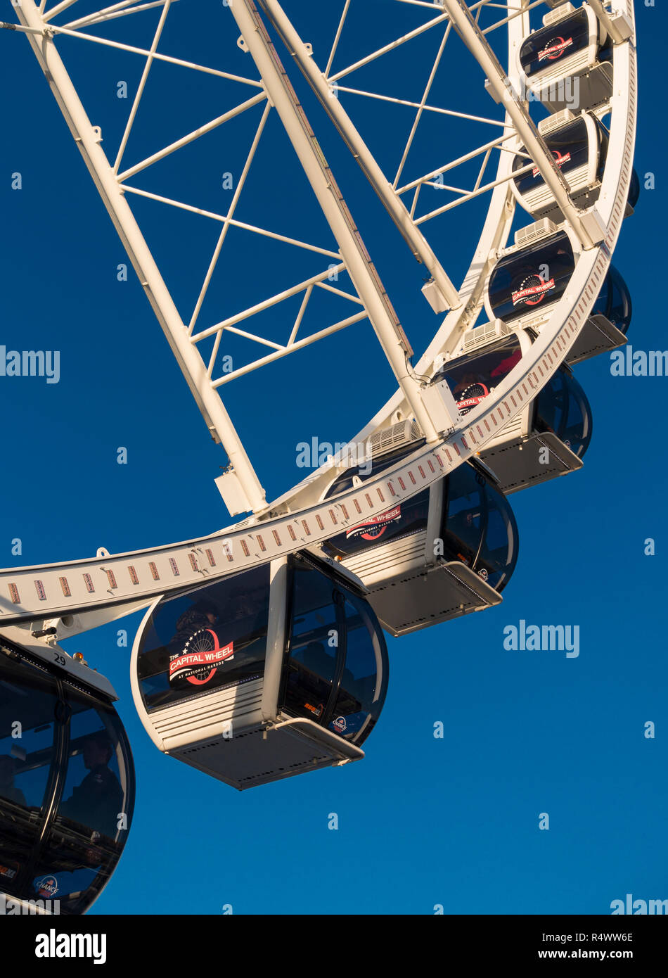 NATIONAL HARBOR, MARYLAND, USA - The Capital Wheel attraction gondolas ...