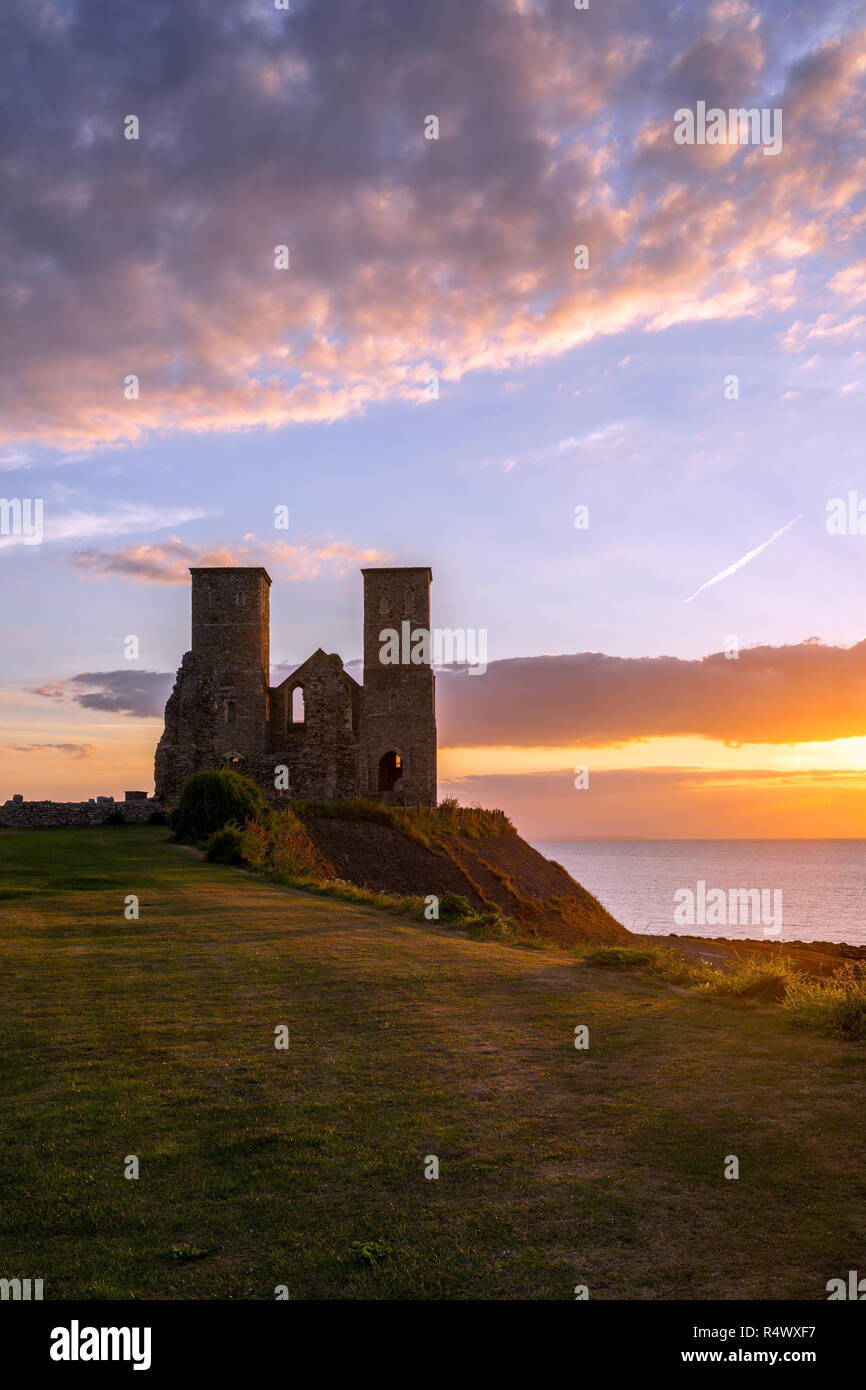 Reculver Towers and Roman Fort Sunset Stock Photo - Alamy