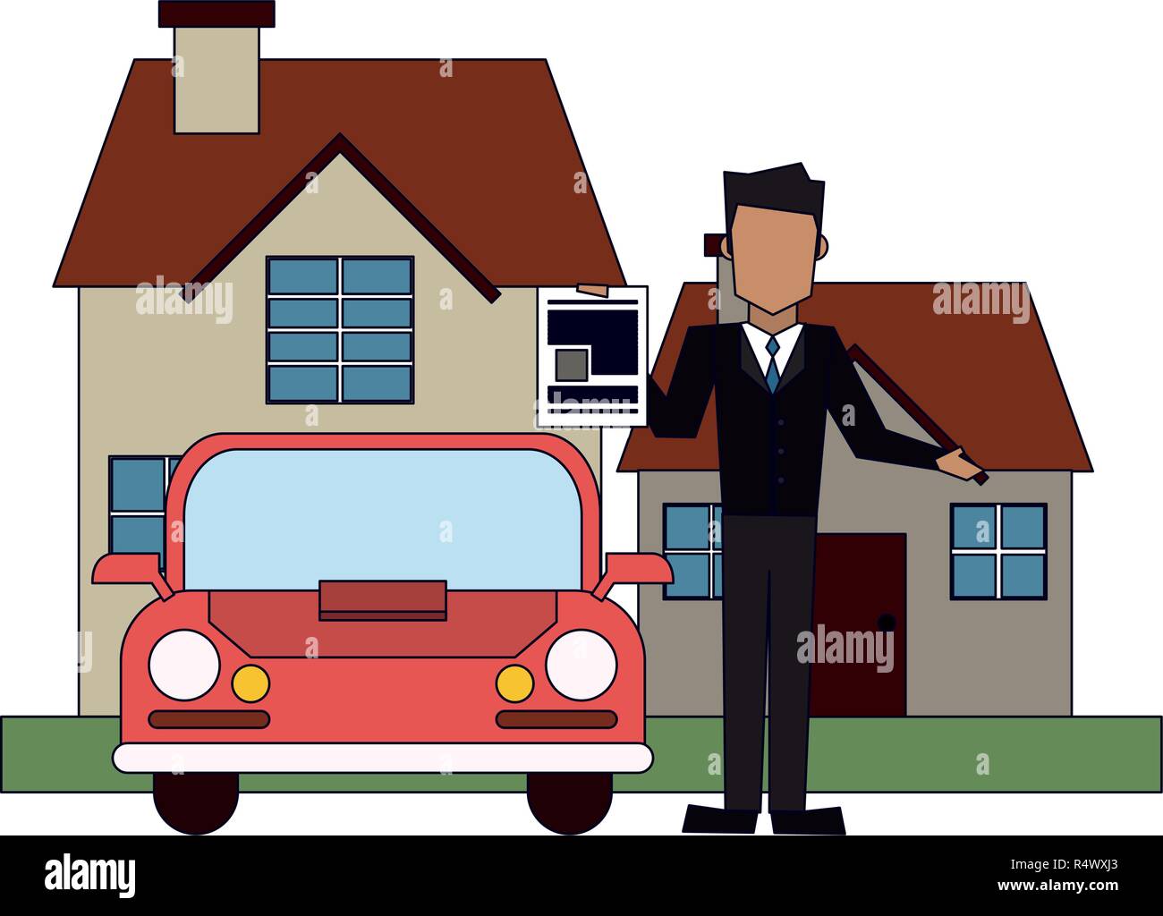 Businessman house car Stock Vector Images - Alamy