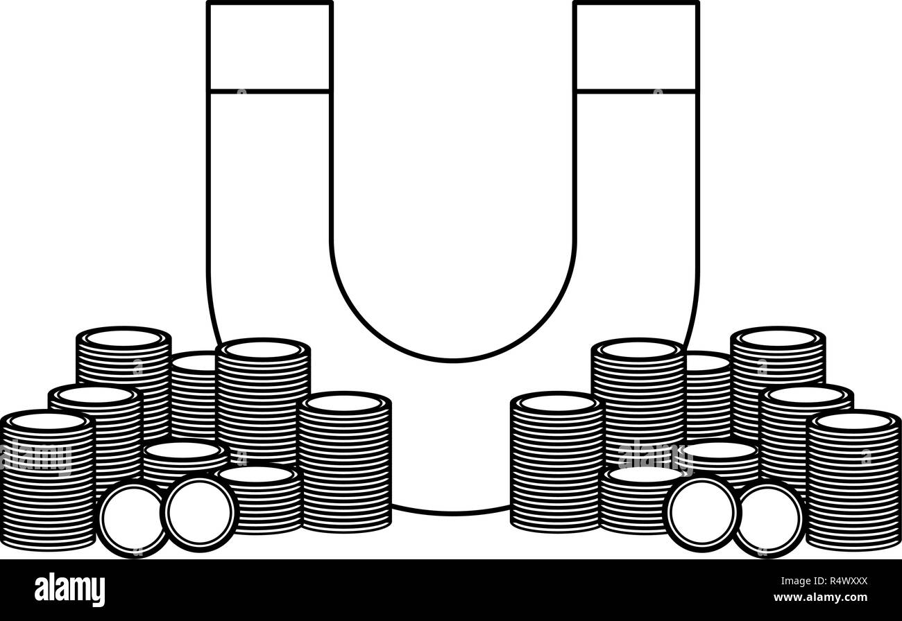 Money magnet with coins black and white Stock Vector Image & Art - Alamy