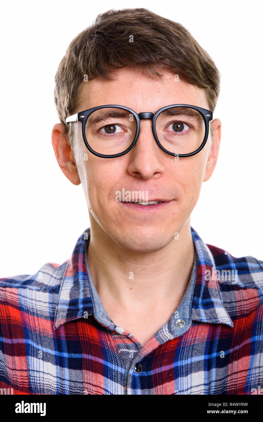 Face of man wearing eyeglasses and looking at camera Stock Photo - Alamy