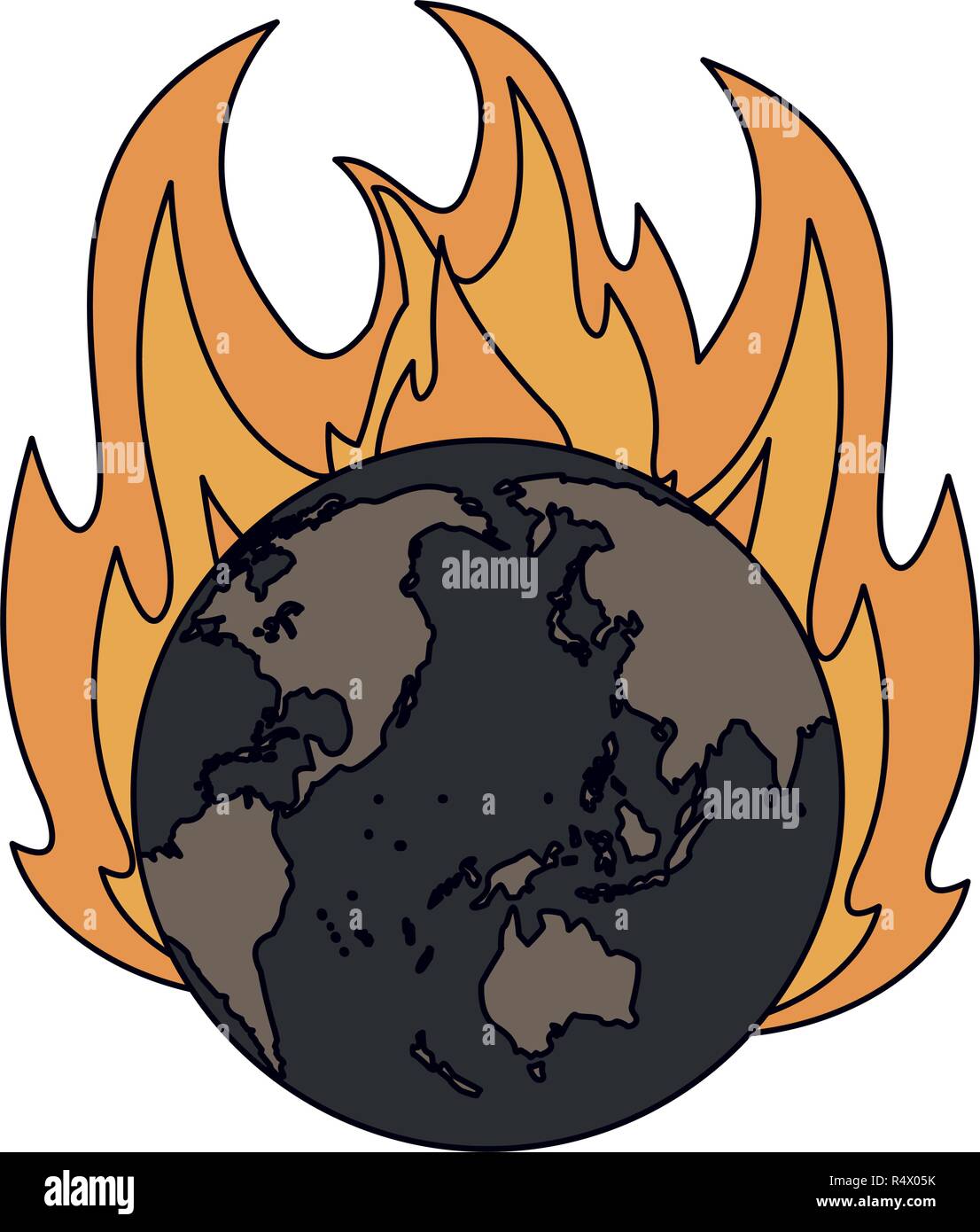 Earth world burning Stock Vector Image & Art - Alamy