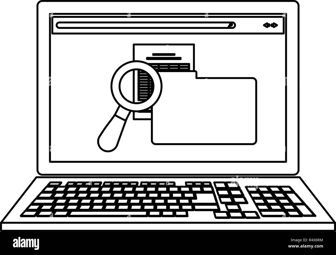 Laptop computer technology black and white Stock Vector Image & Art - Alamy
