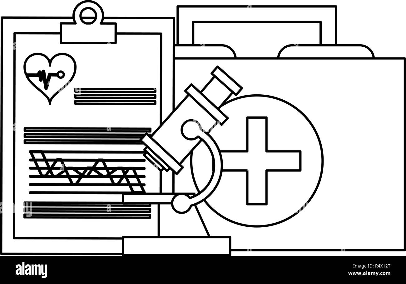 Medical elements and symbols black and white Stock Vector Image & Art ...