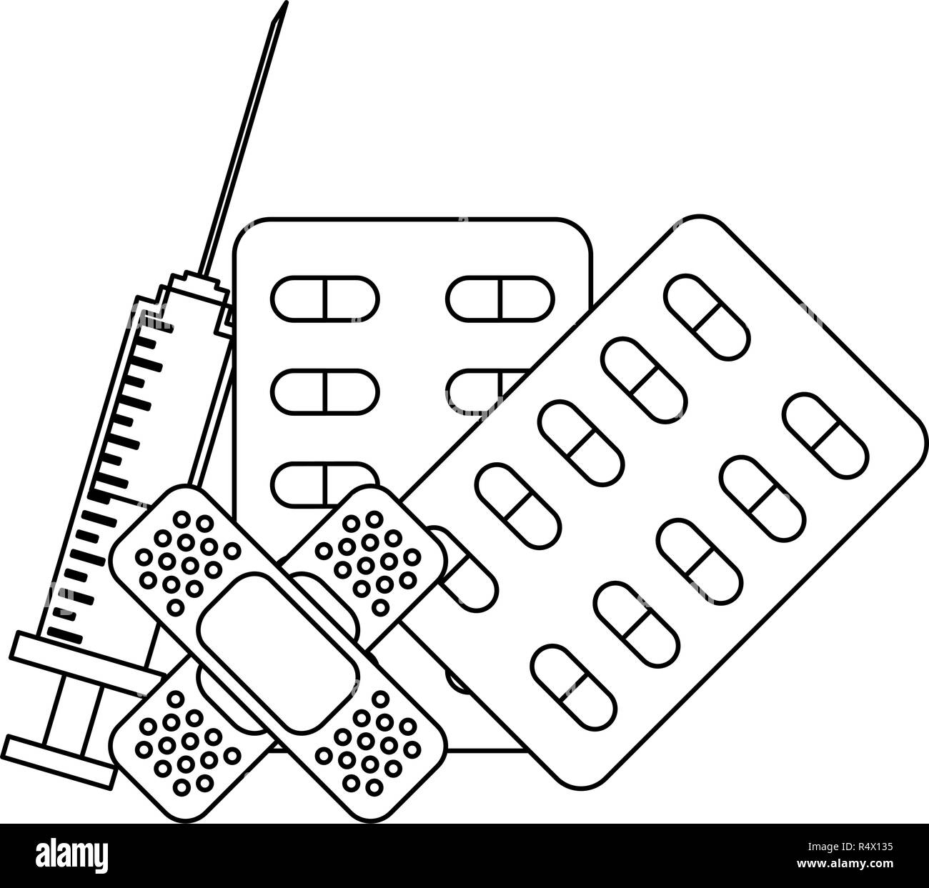 Medical elements and symbols black and white Stock Vector Image & Art ...