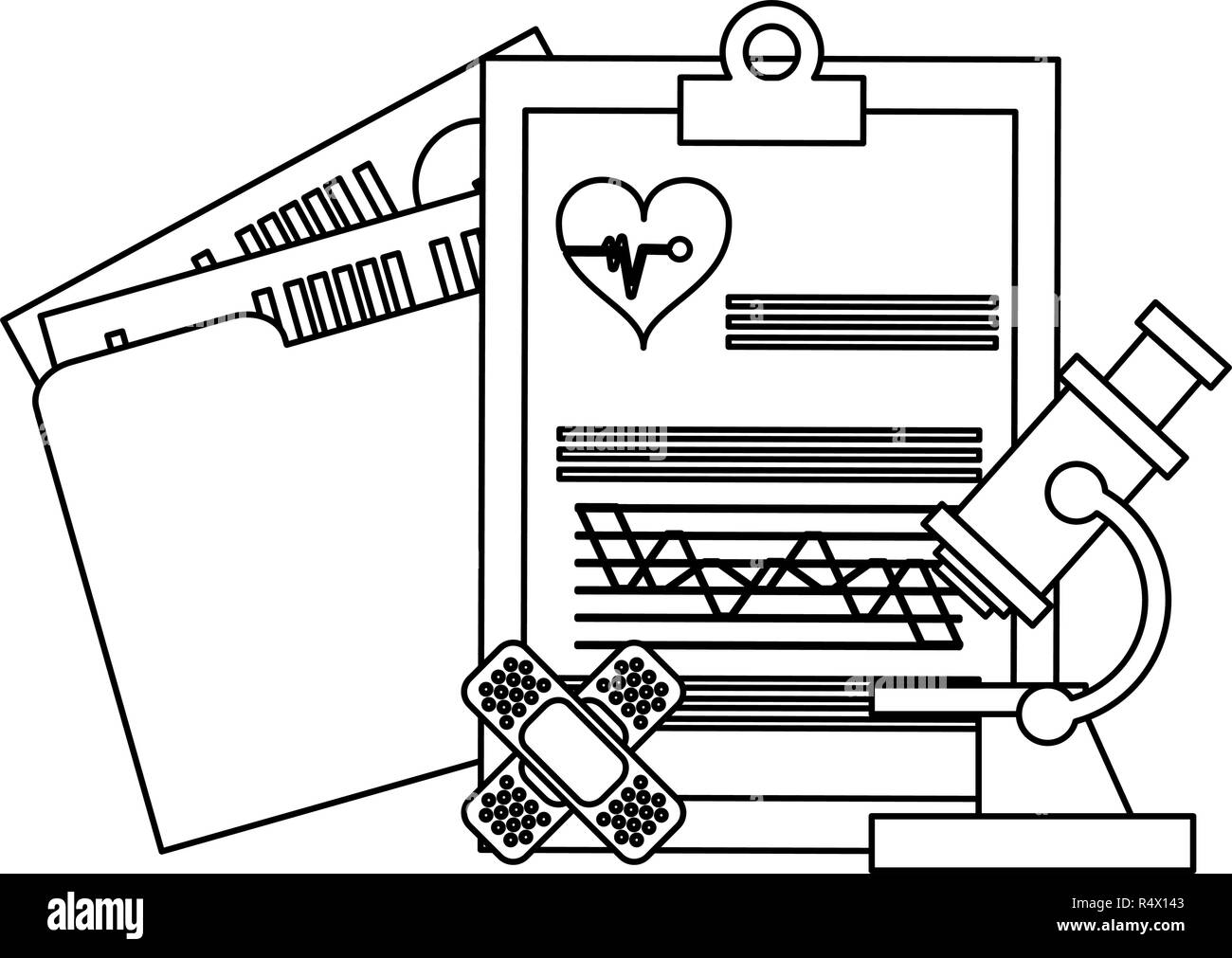 Medical elements and symbols black and white Stock Vector Image & Art ...