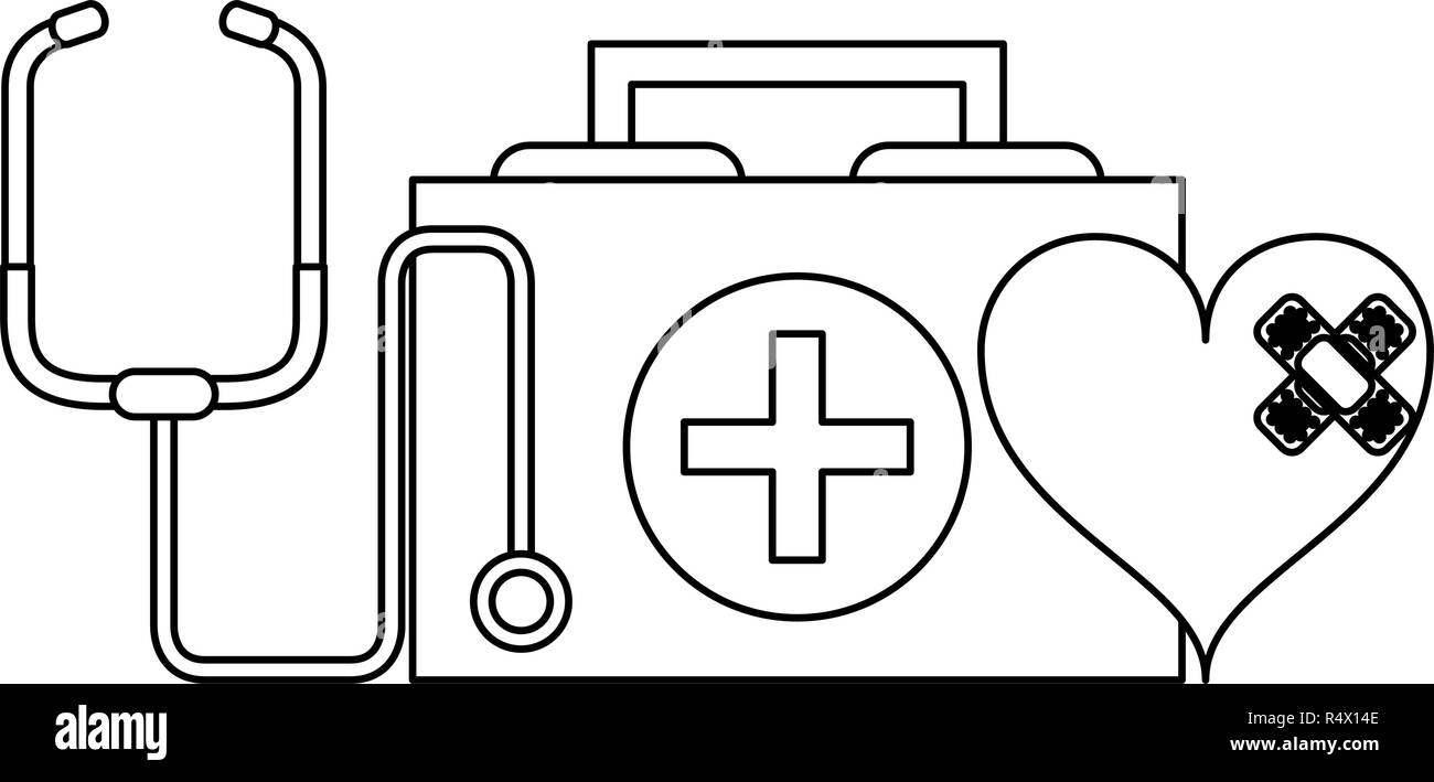 Medical elements and symbols black and white Stock Vector Image & Art ...