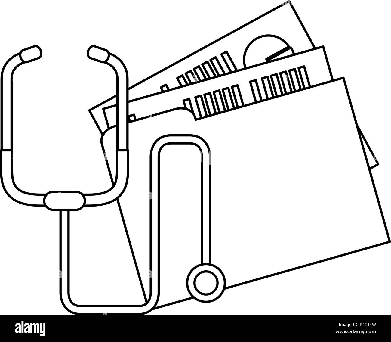 Medical elements and symbols black and white Stock Vector Image & Art ...