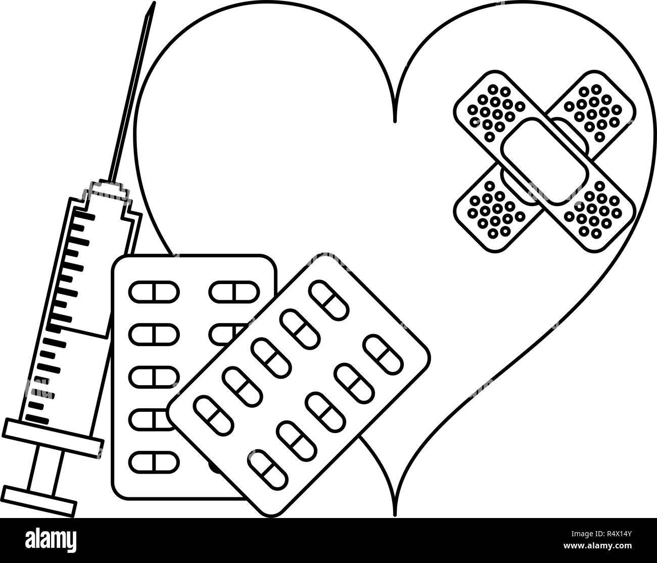 Medical elements and symbols black and white Stock Vector Image & Art ...