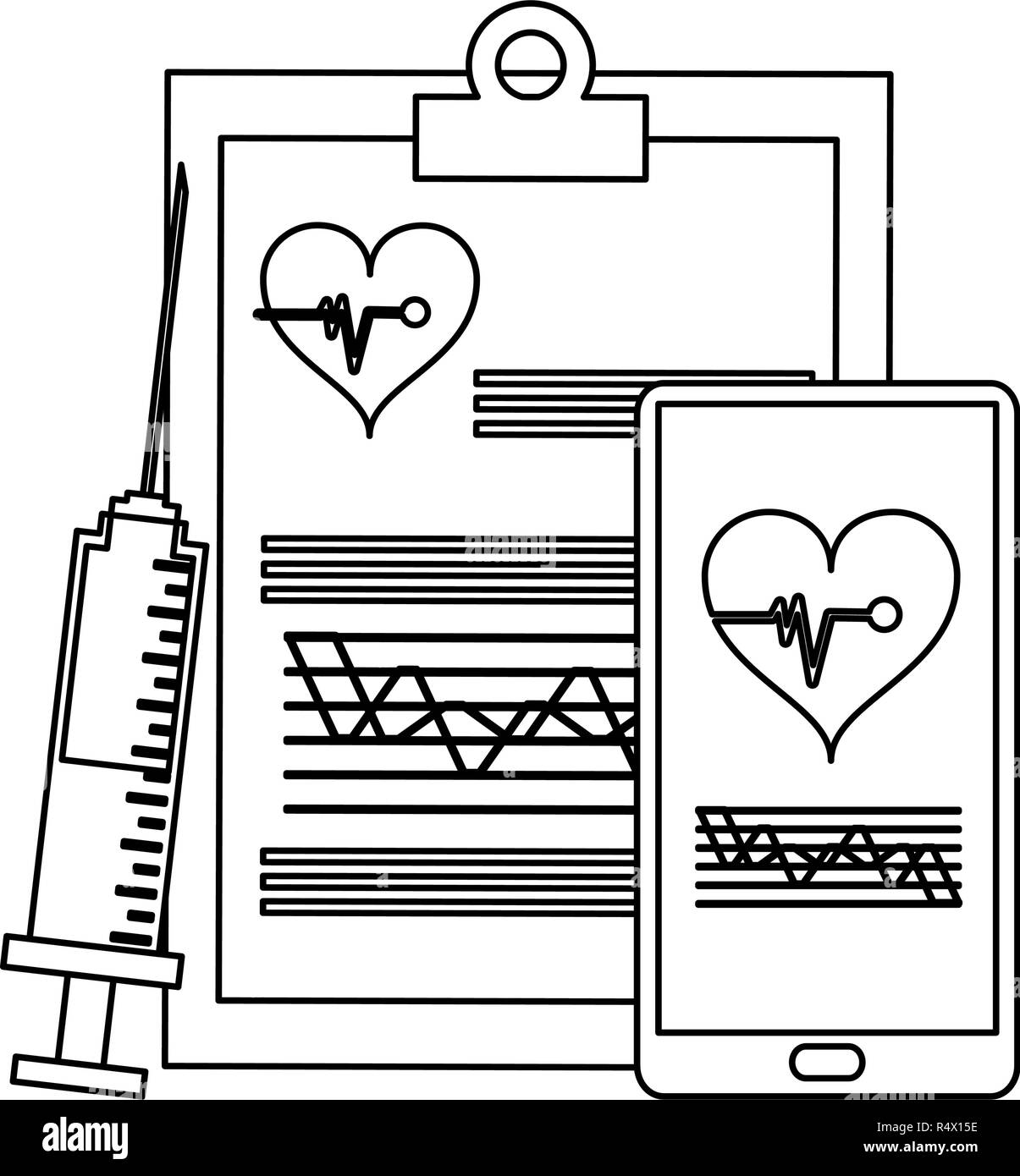 Medical elements and symbols black and white Stock Vector Image & Art ...