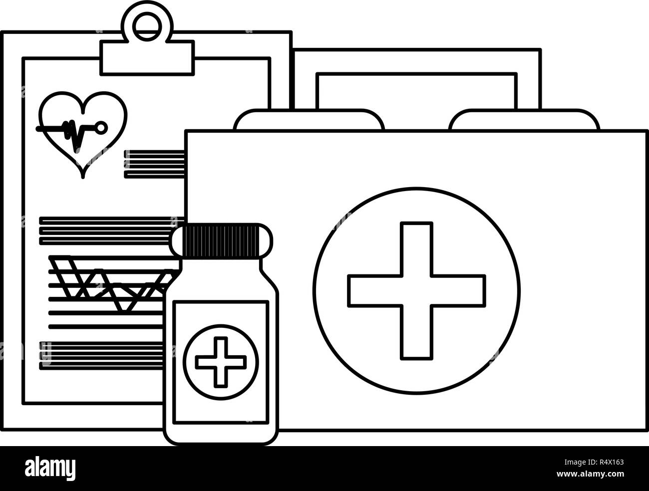 Medical elements and symbols black and white Stock Vector Image & Art ...