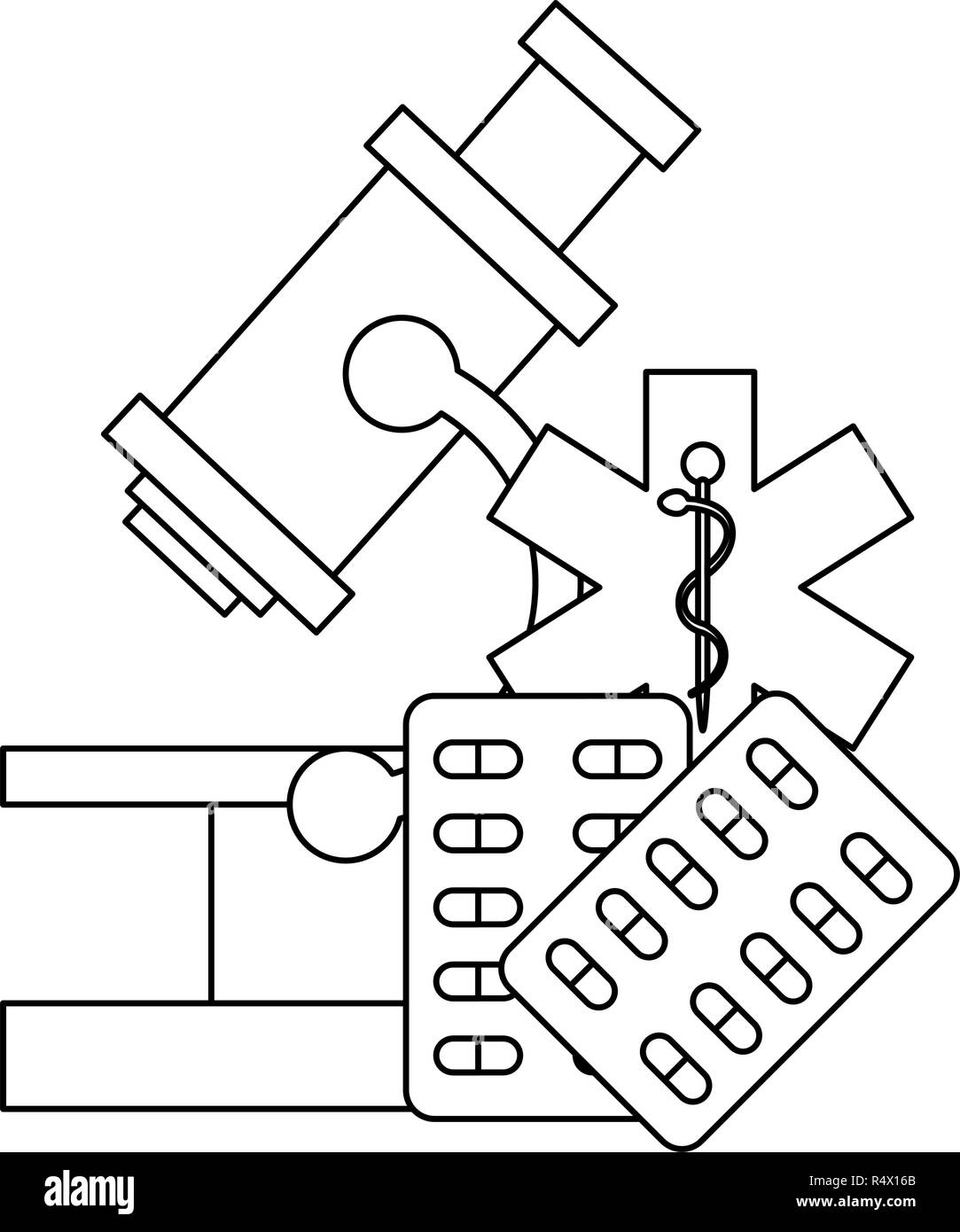 Medical elements and symbols black and white Stock Vector Image & Art ...