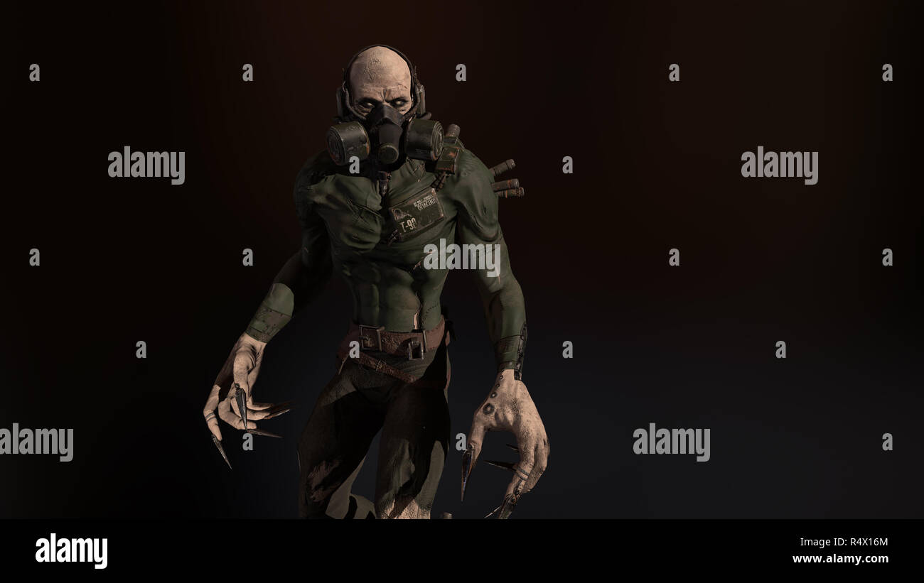 Nuclear post-apocalypse mutant soldier 3d render Stock Photo - Alamy