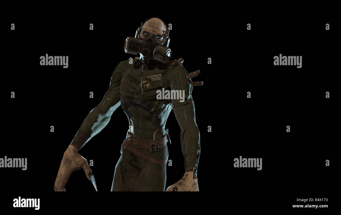 Nuclear post-apocalypse mutant soldier 3d render Stock Photo - Alamy