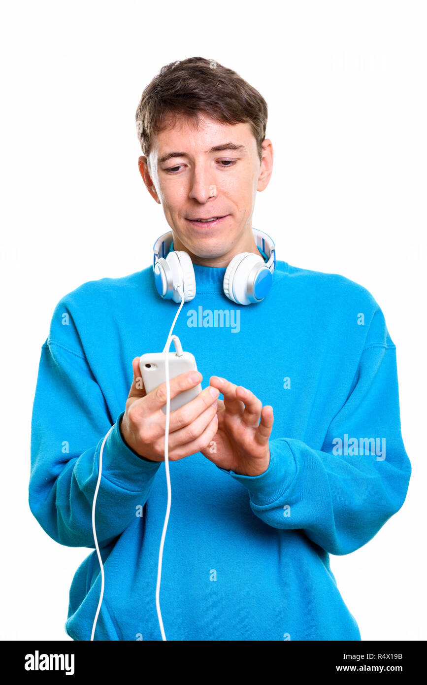 Man wearing headphones around neck hi-res stock photography and images - Alamy