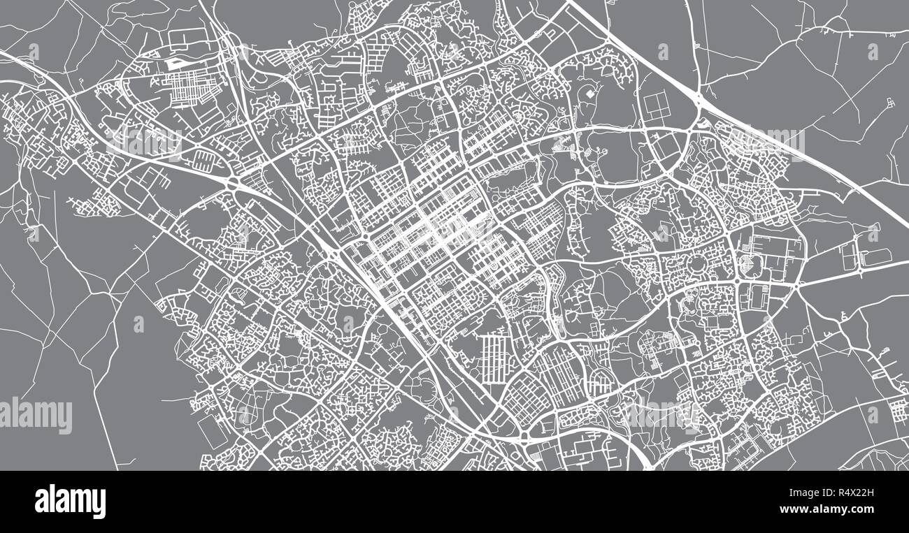 Urban vector city map of Milton Keynes, England Stock Vector Image ...