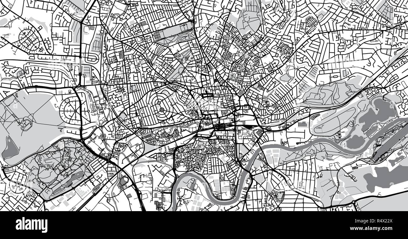 Urban vector city map of Nottingham, England Stock Vector Image & Art ...