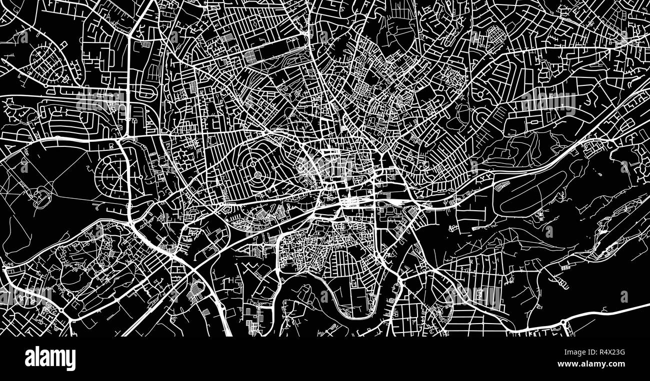 Urban vector city map of Nottingham, England Stock Vector Image & Art ...