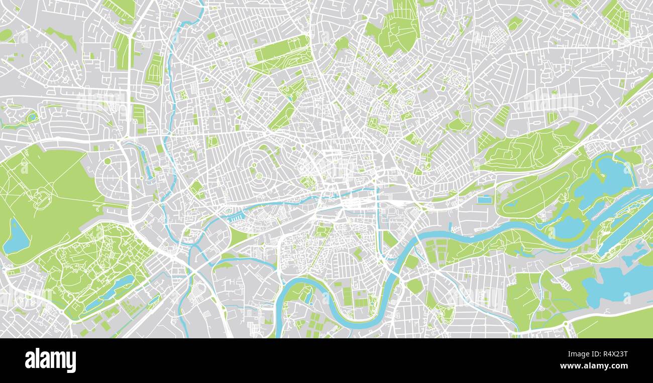 Urban vector city map of Nottingham, England Stock Vector Image & Art ...