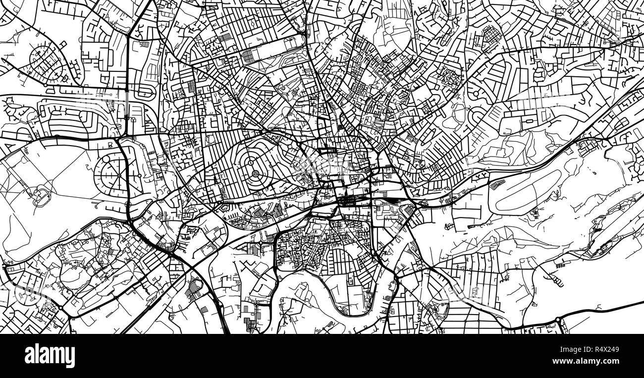 Urban vector city map of Nottingham, England Stock Vector Image & Art ...