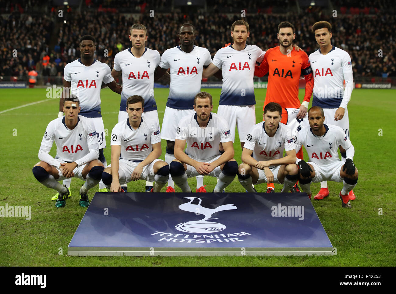 Tottenham Hotspur's line up during the UEFA Champions League, Group B ...