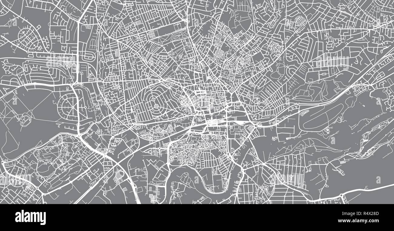 Urban vector city map of Nottingham, England Stock Vector Image & Art ...
