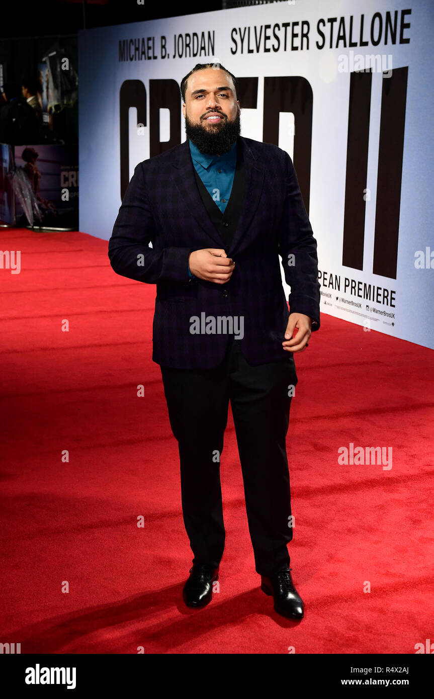 Steven Caple Jr. attending the European premiere of Creed 2 held at the ...