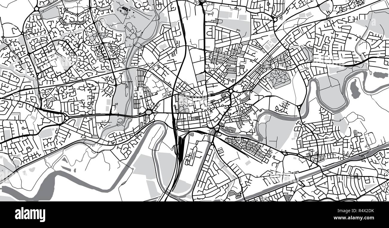 Urban vector city map of Warrington, England Stock Vector Image & Art ...