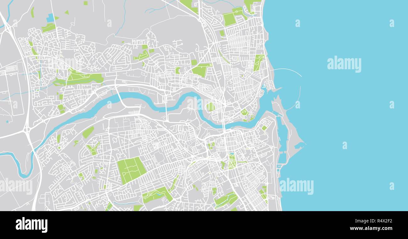Urban vector city map of Sunderland, England Stock Vector Image & Art ...