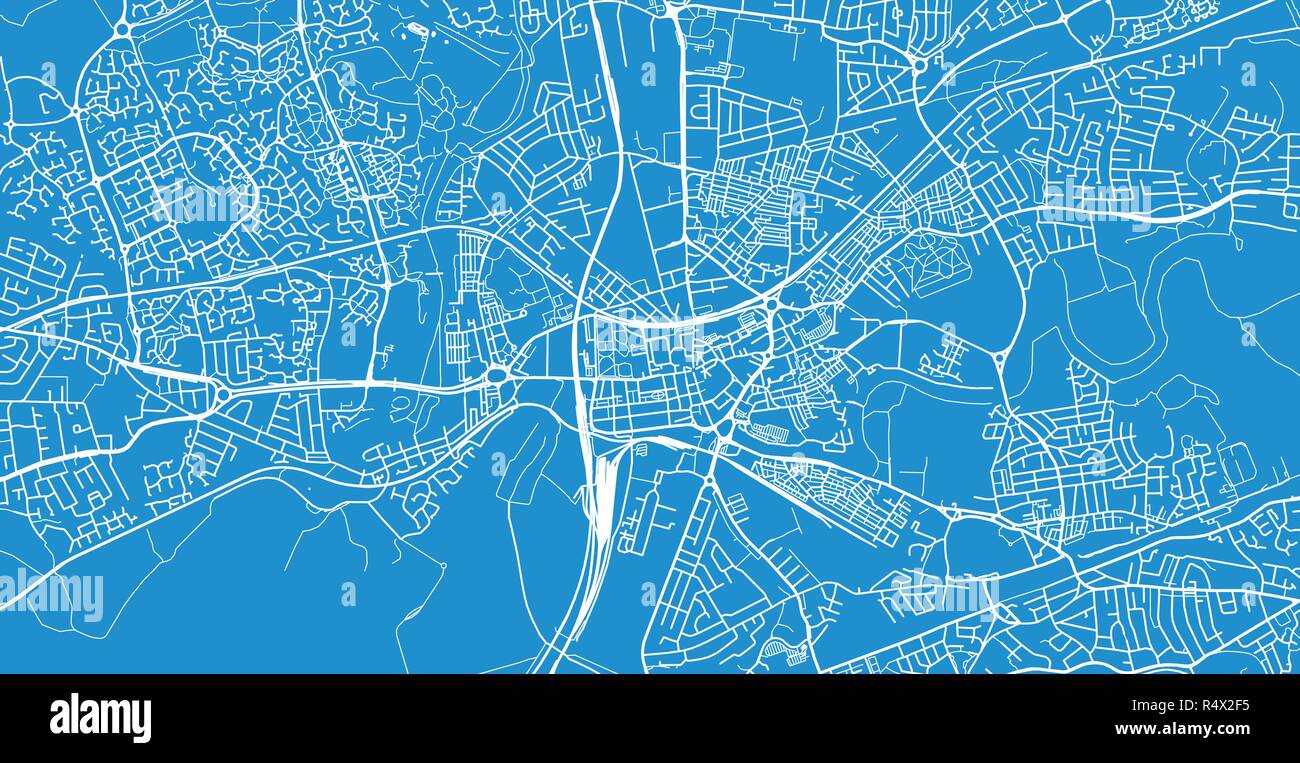 Urban vector city map of Warrington, England Stock Vector Image & Art ...
