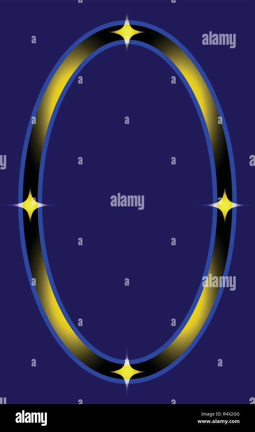Stylish Ellipse Frame with Stars Isolated on Blue Background. Vector ...