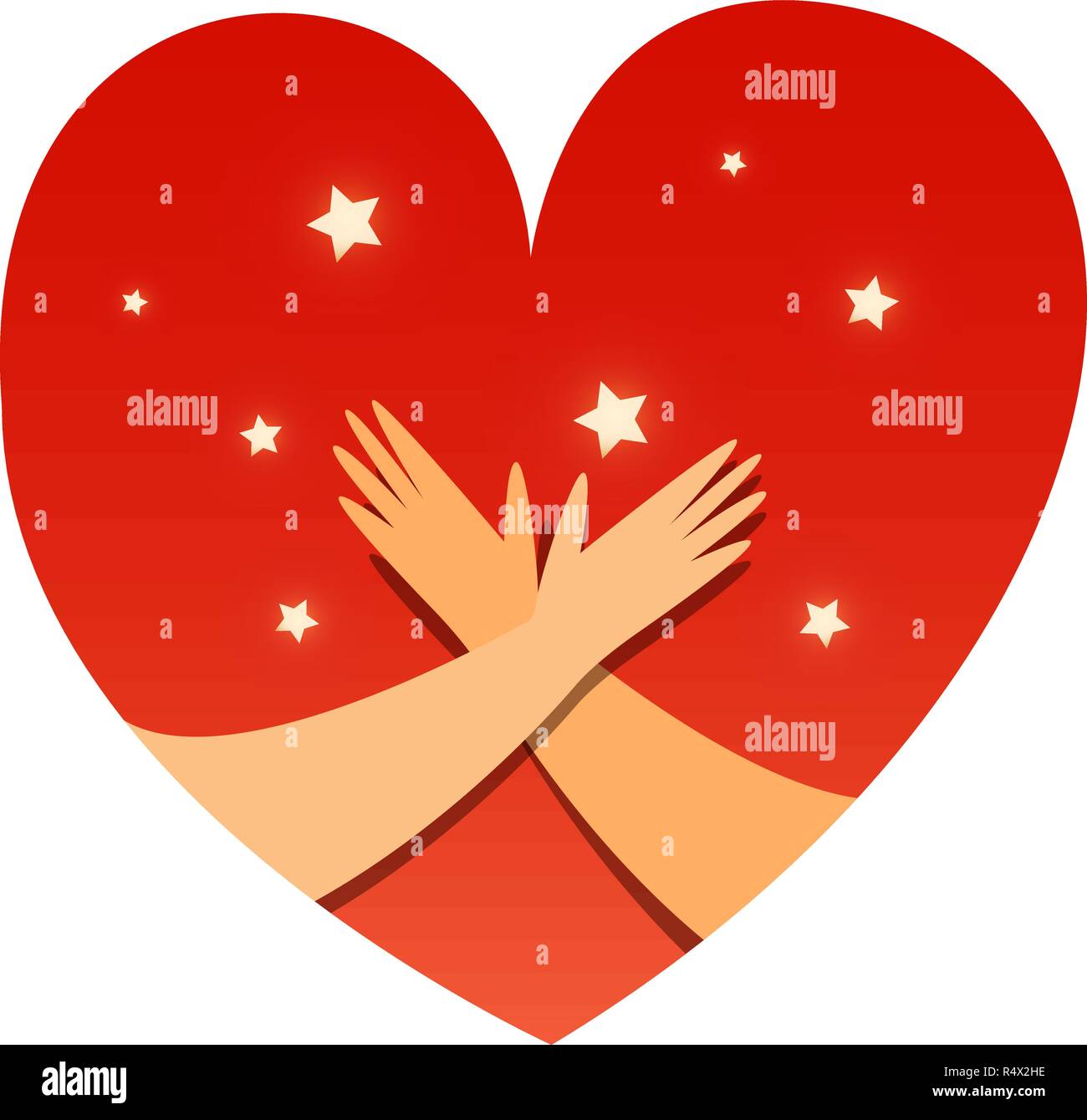 Love yourself.Hands hold love. Save love vector flat illustration Stock ...
