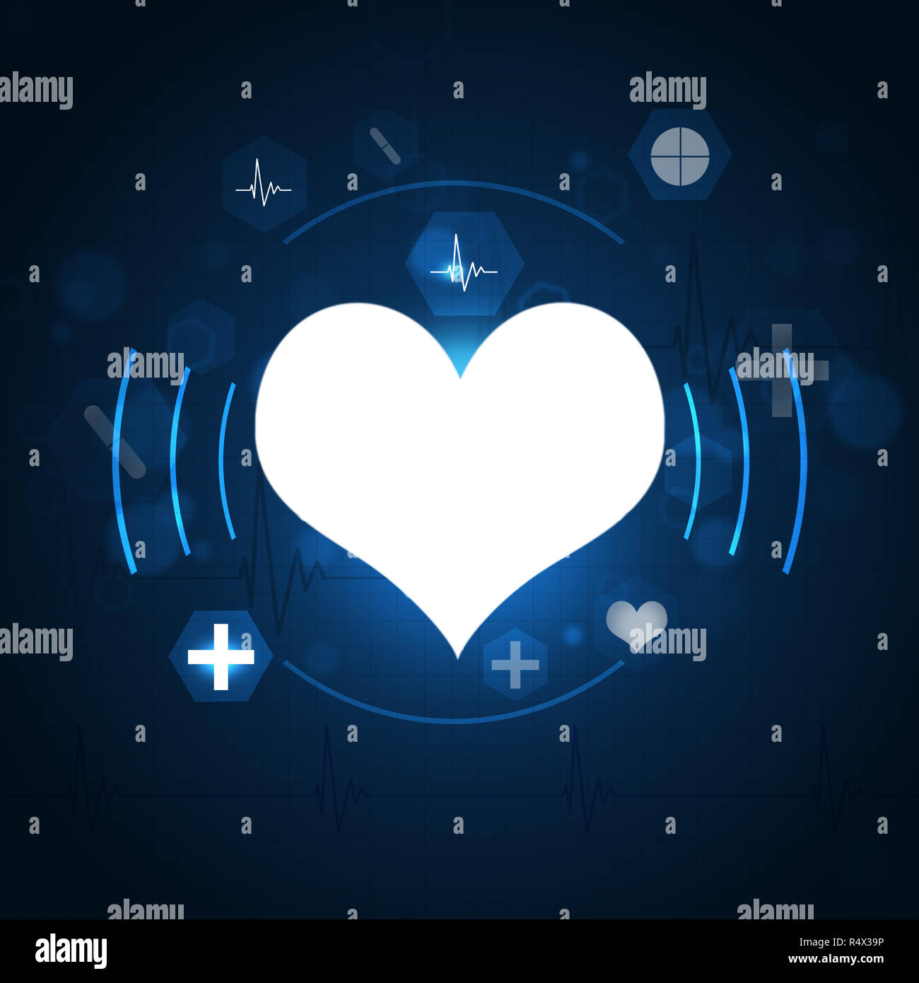 heart pulsating rhythm graph abstract blue science illustration Stock ...