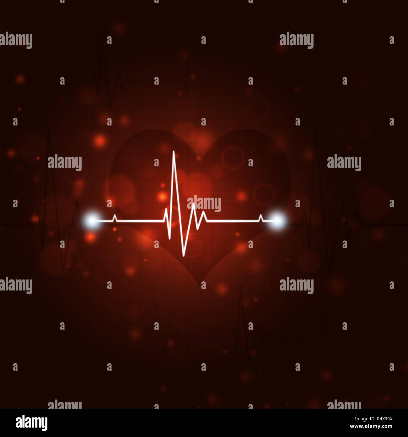 heart pulsating rhythm graph abstract red science background Stock ...