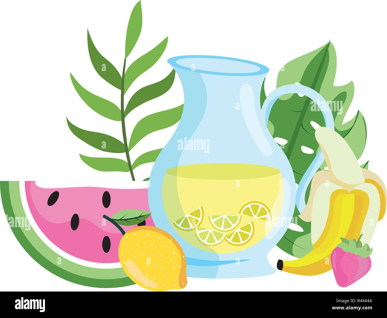 delicious fresh juice pitcher cartoon vector illustration graphic ...