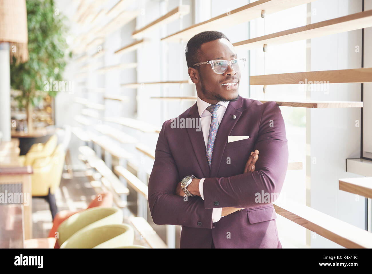 A beautiful young African American who thinks about a serious idea ...