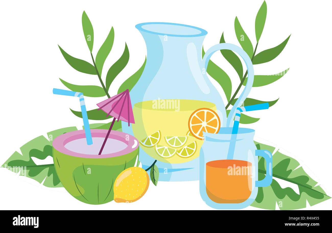 delicious fresh juice pitcher cartoon vector illustration graphic ...