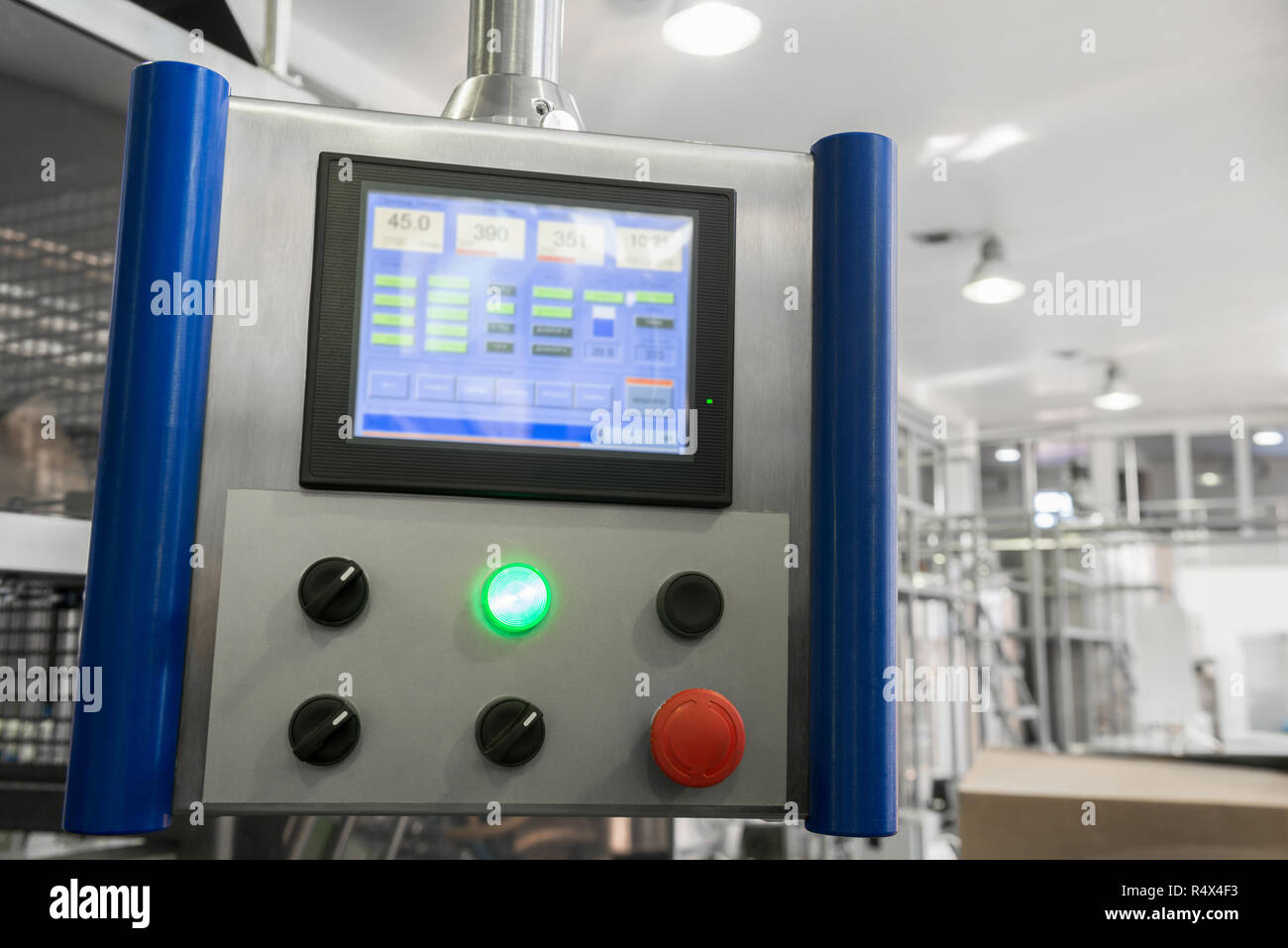 control panel with display at the factory, close-up Stock Photo - Alamy