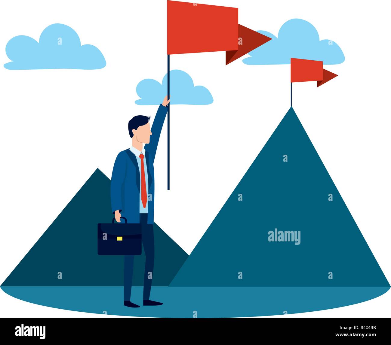successful businessman avatar in front mountain cartoon vector ...