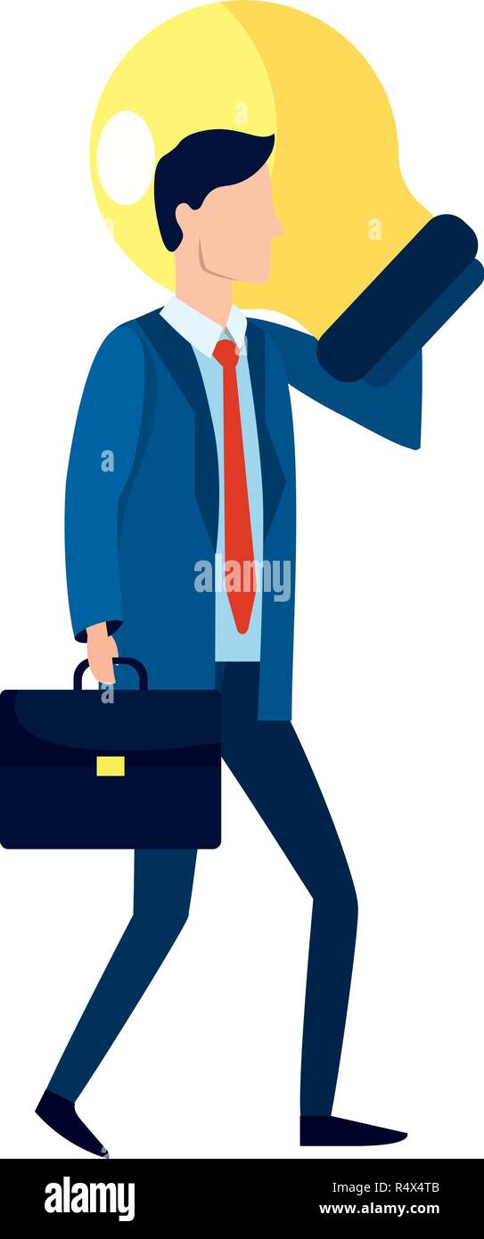 successful businessman avatar with lightbulb idea cartoon vector ...