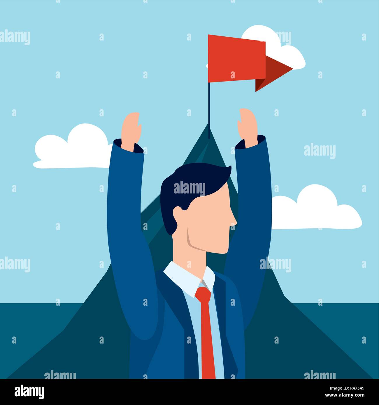 successful businessman avatar in front mountain cartoon vector ...
