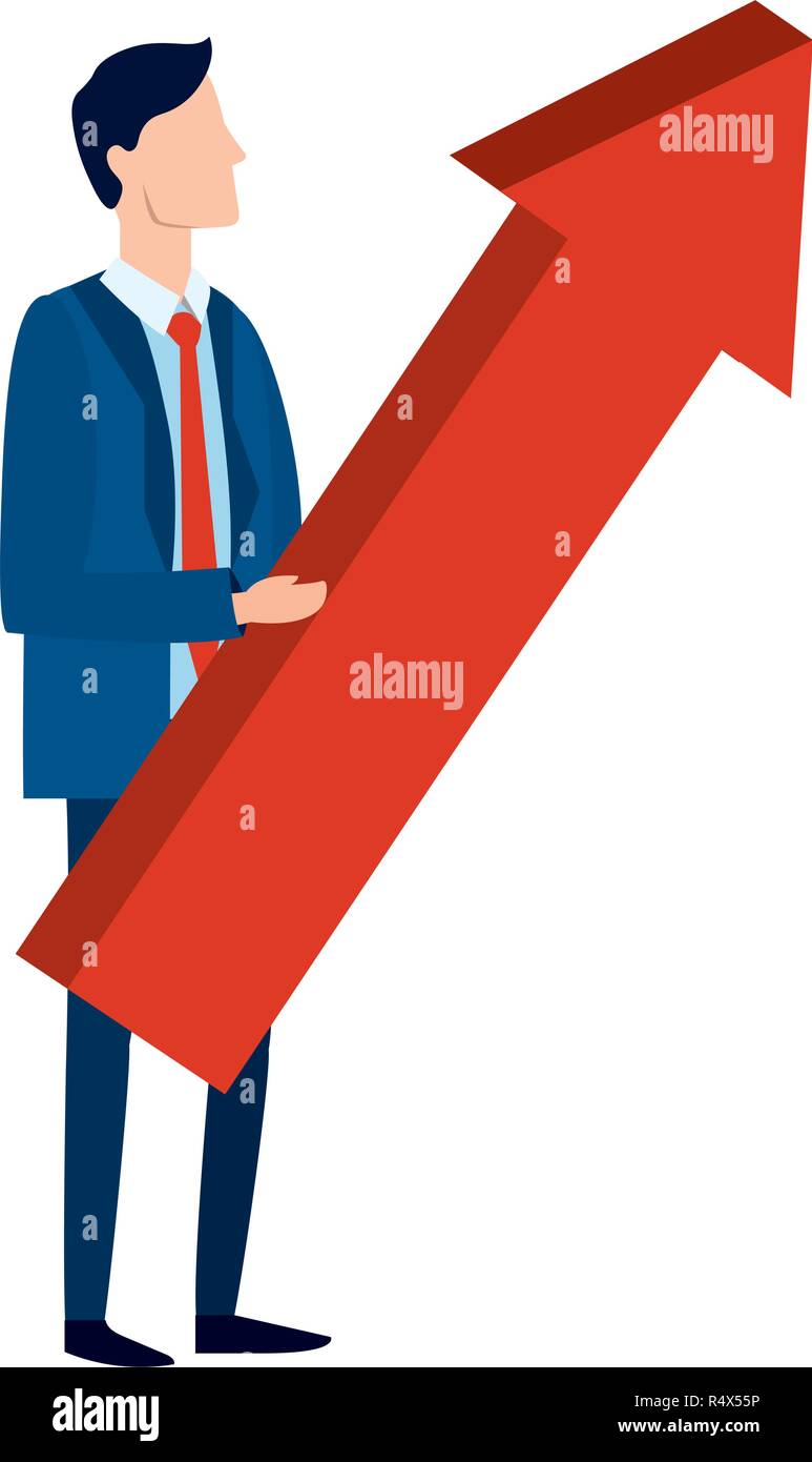 successful businessman avatar climbing arrow cartoon vector ...