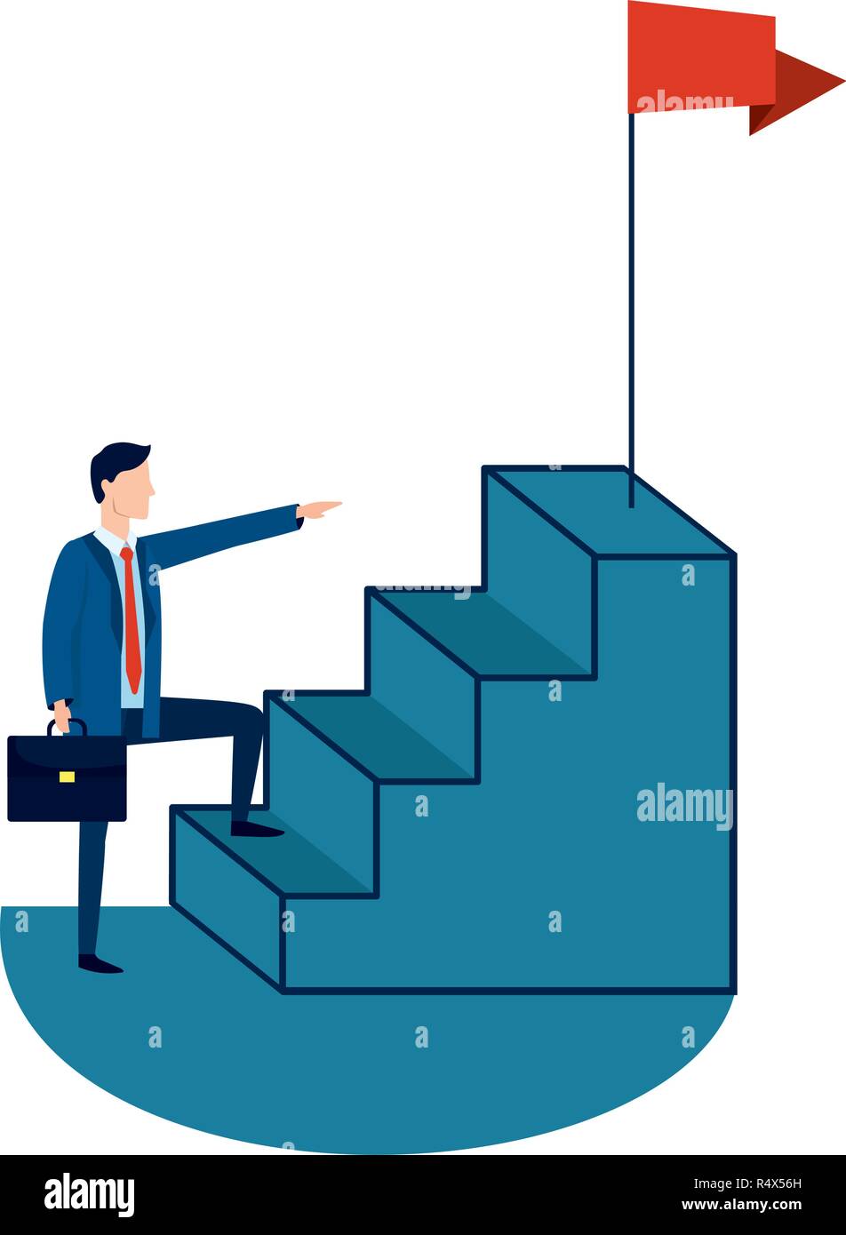 successful businessman avatar climbing stairs with flag cartoon vector ...