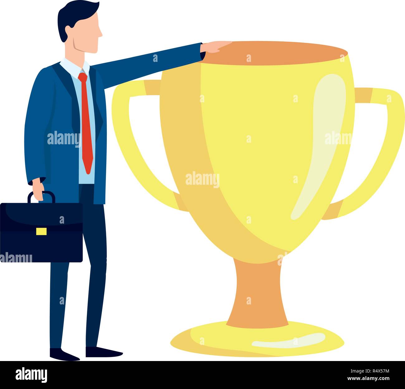 successful businessman avatar with trophy cartoon vector illustration ...
