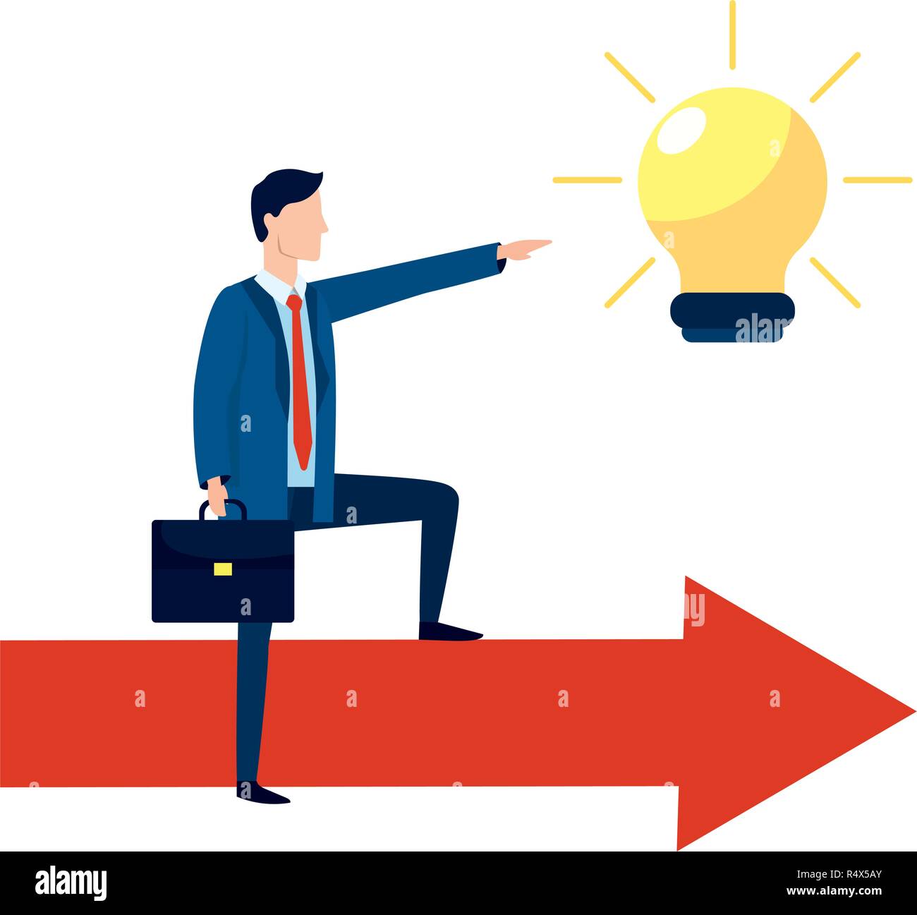 successful businessman avatar climbing arrow with light bulb idea ...