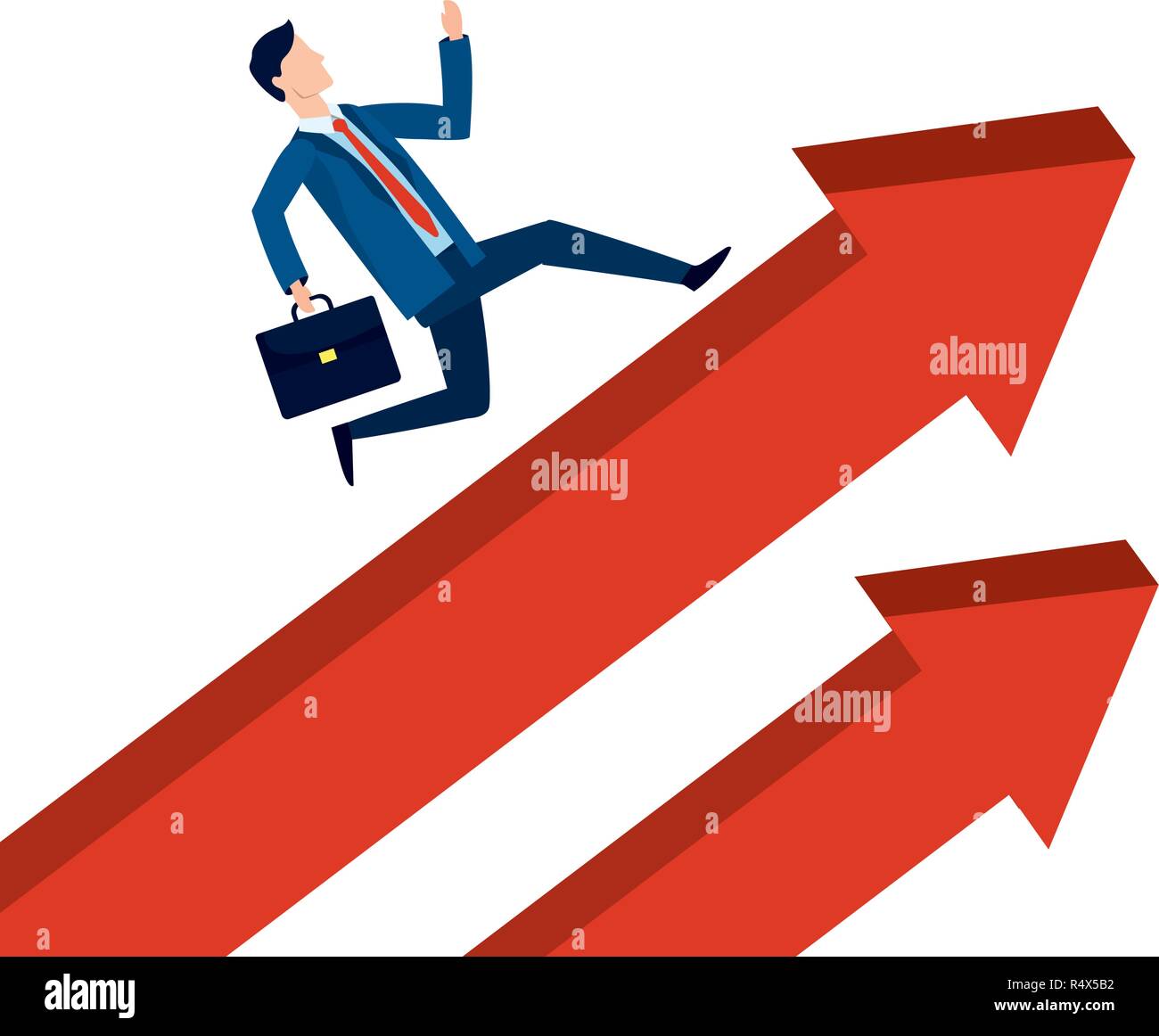 successful businessman avatar climbing arrows with executive suitcase ...