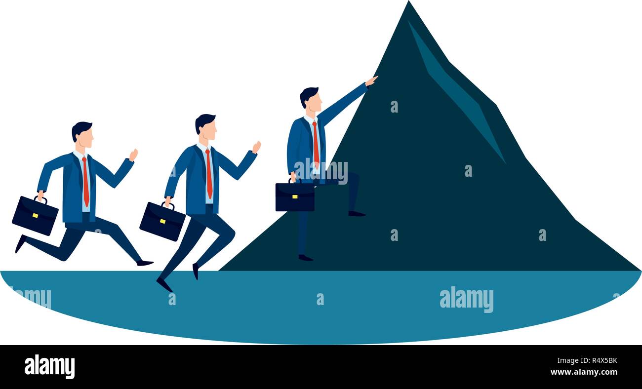 successful businessmen avatar climbing mountain with suitcase cartoon ...
