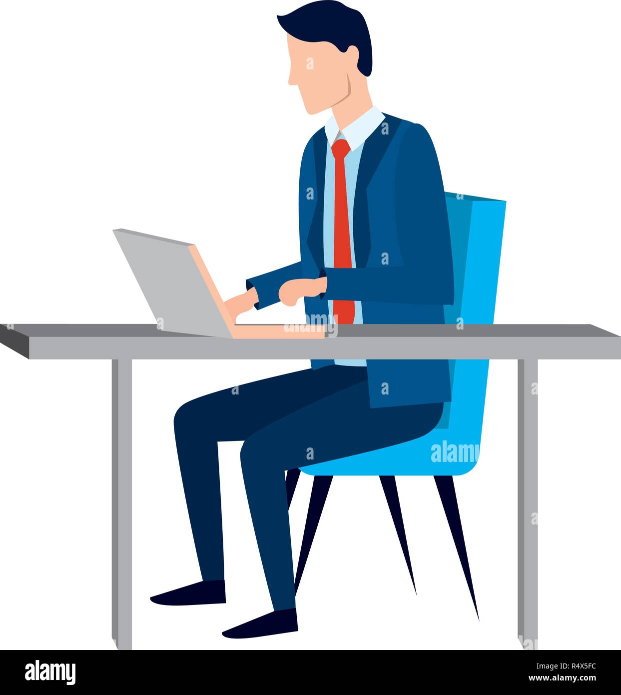 successful businessman avatar with laptop and desk cartoon vector ...