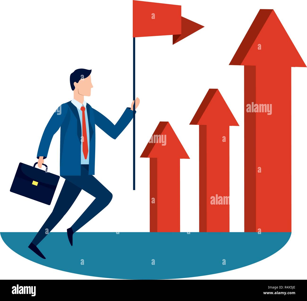 successful businessman avatar climbing arrows with flag cartoon vector ...
